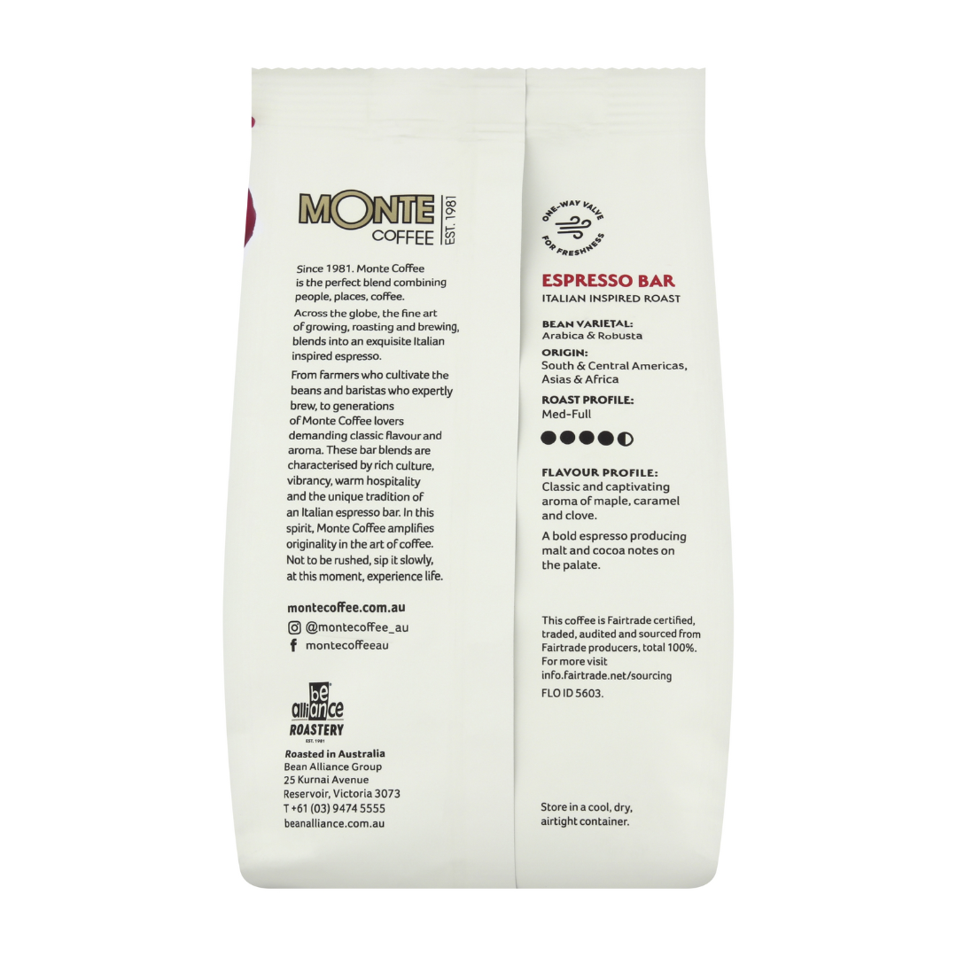 Monte Coffee Fairtrade Espresso Coffee Beans | Shop Now